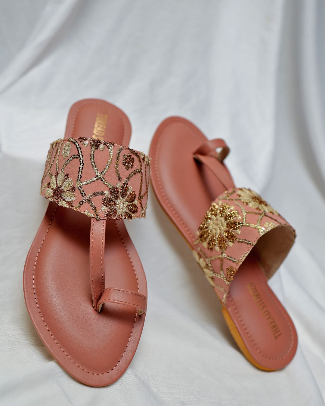 Deep Peach Kolhapuris for Women - Shop Now