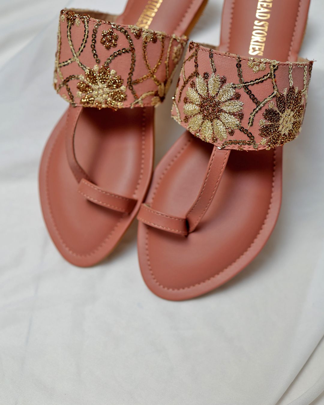 Deep Peach Kolhapuris for Women - Shop Now